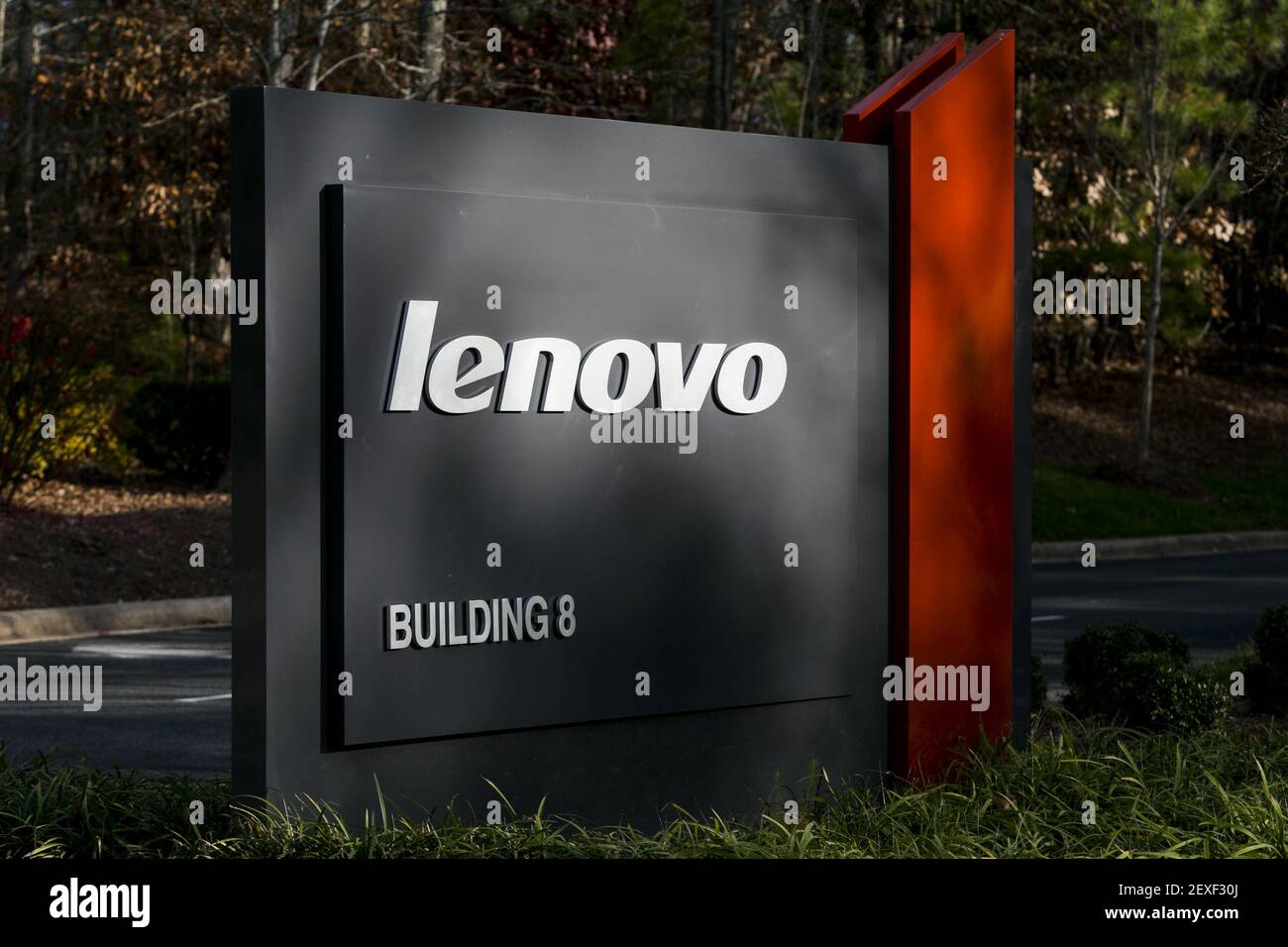 A logo sign outside of a facility occupied by the Lenovo Group in ...