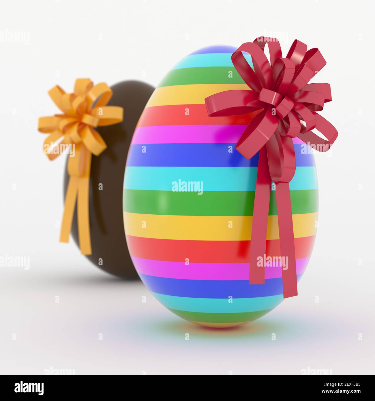 Two Easter Eggs with ribbon Stock Photo - Alamy