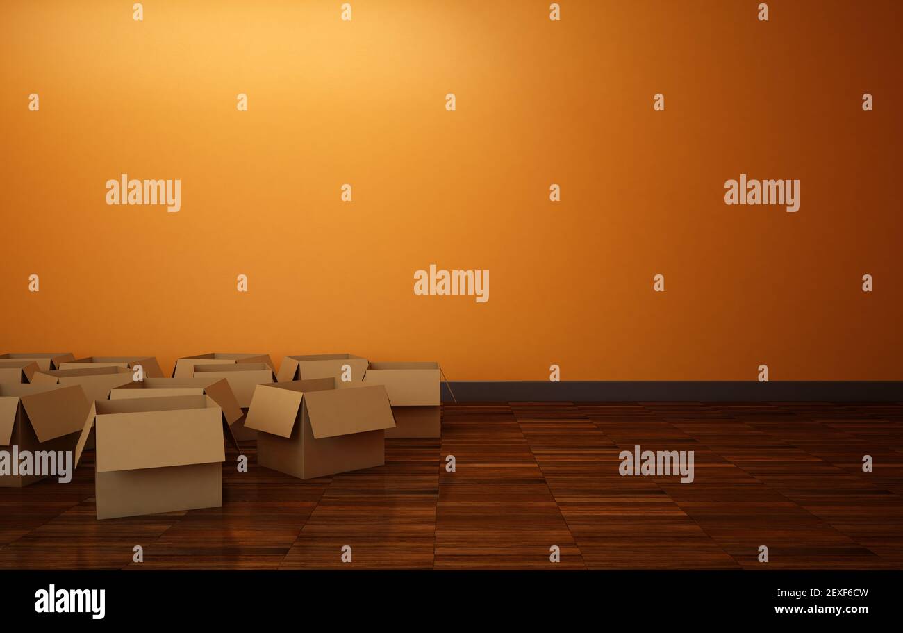 Empty Boxes in the Room Stock Photo - Alamy