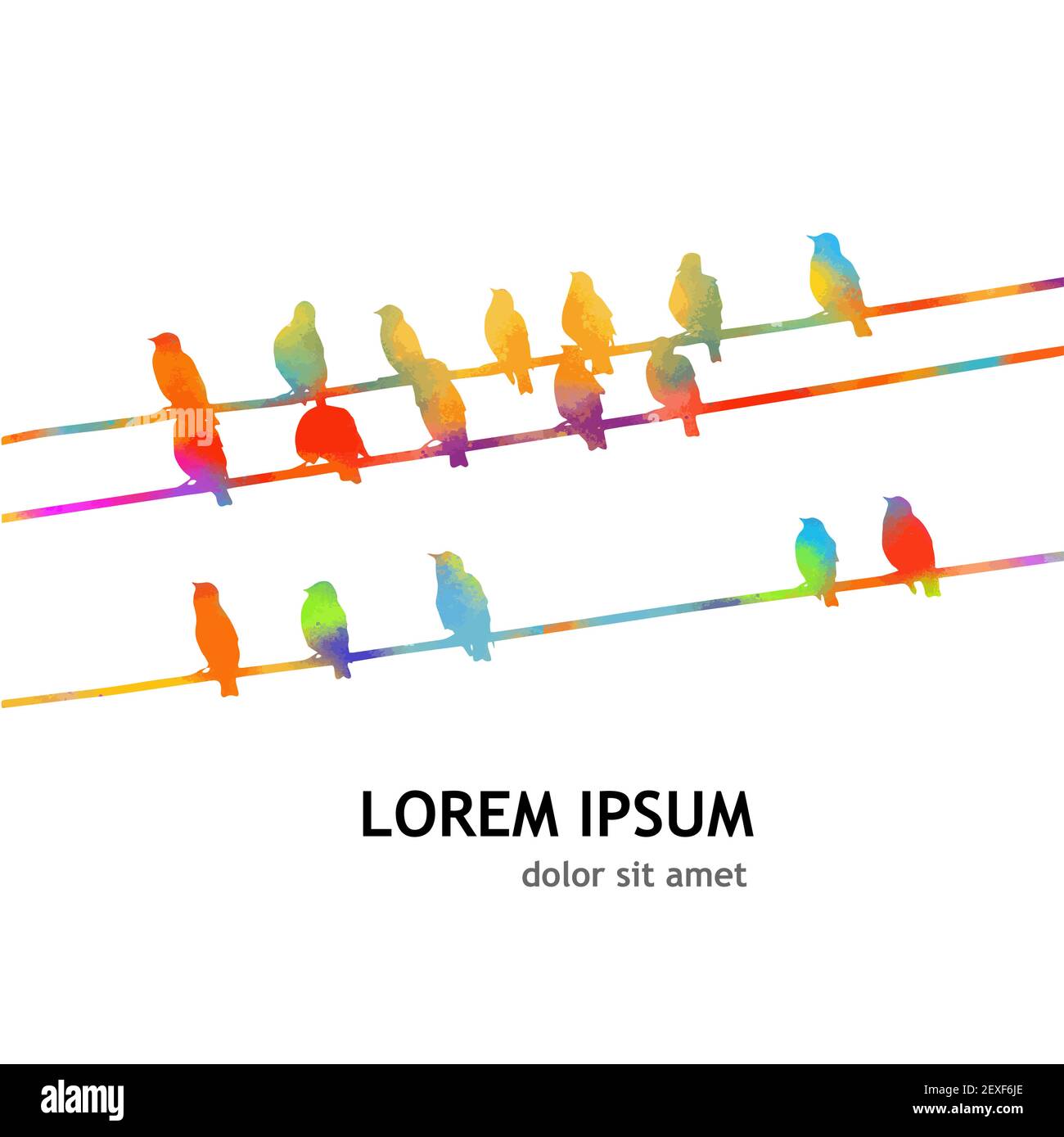 Multicolored Birds on wires. Vector illustration Stock Vector Image ...