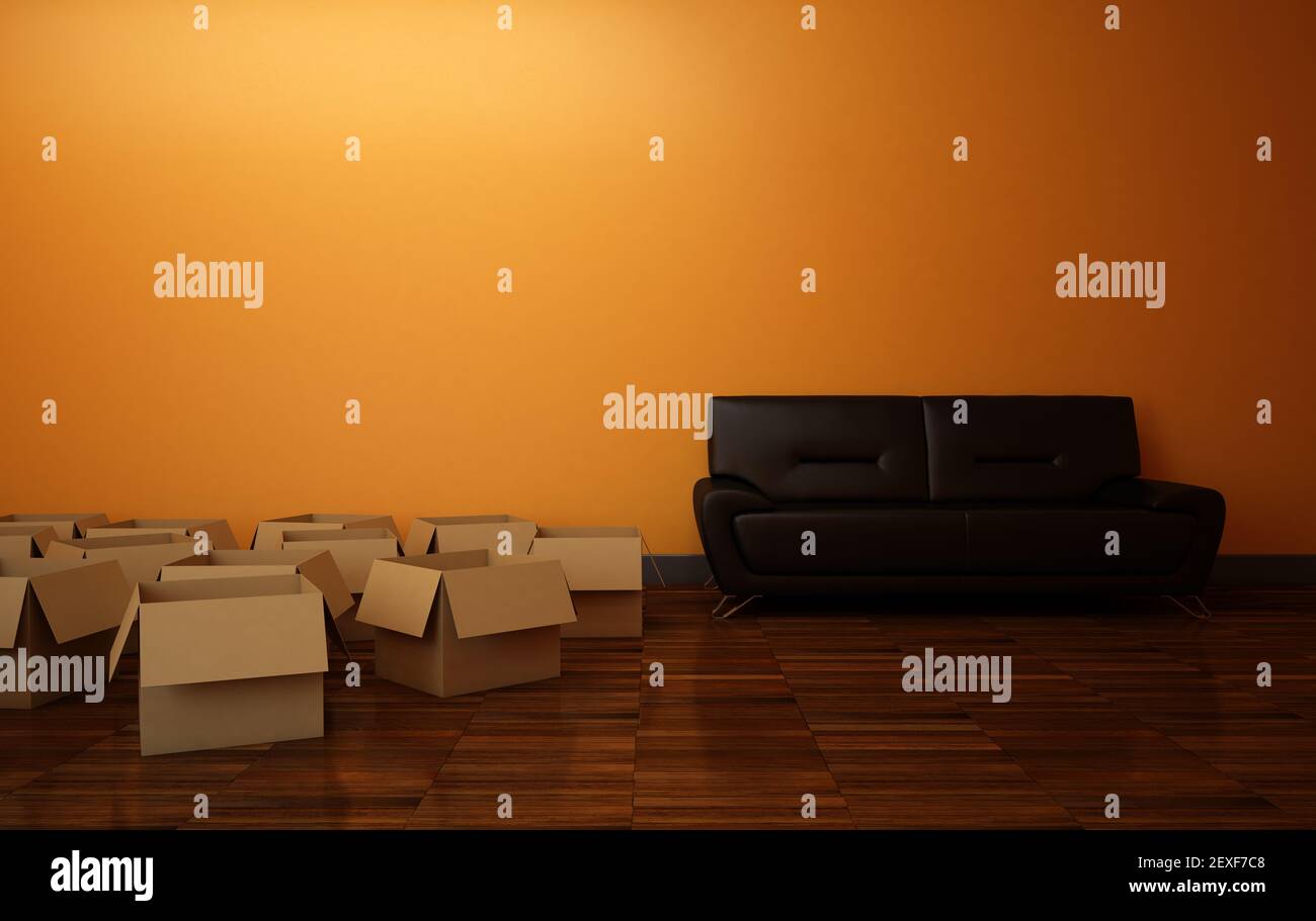 Wall empty cardboard boxes hi-res stock photography and images - Alamy