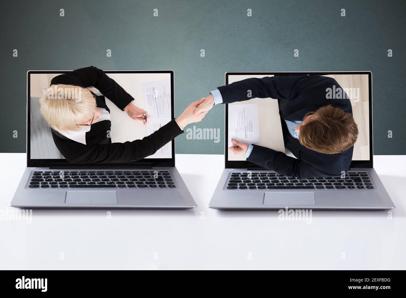 Internet Technology Computer Meeting Handshake. Video Conference Stock ...