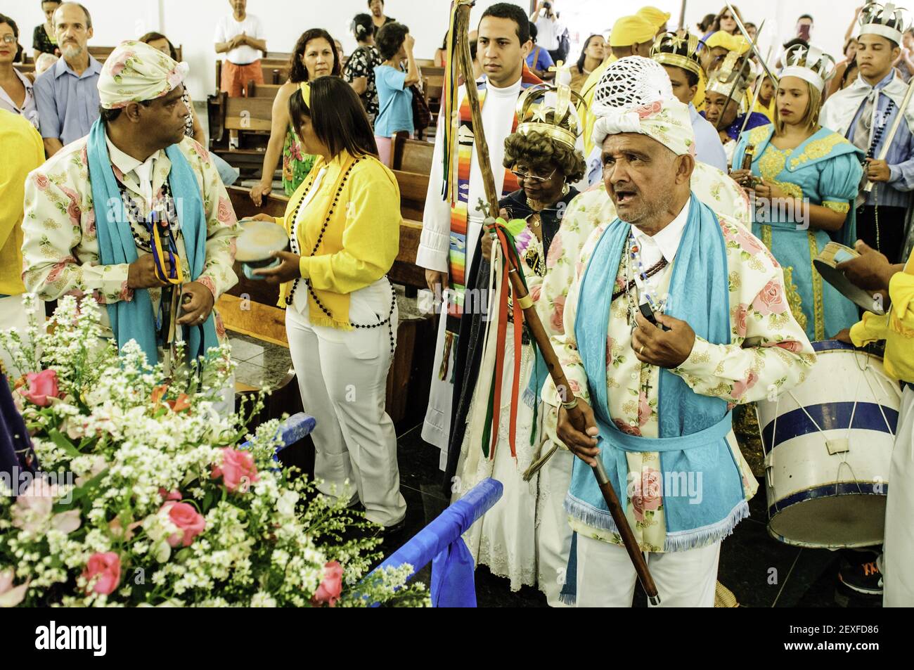 Participants during the Congado procession of Mozambique Guard San ...