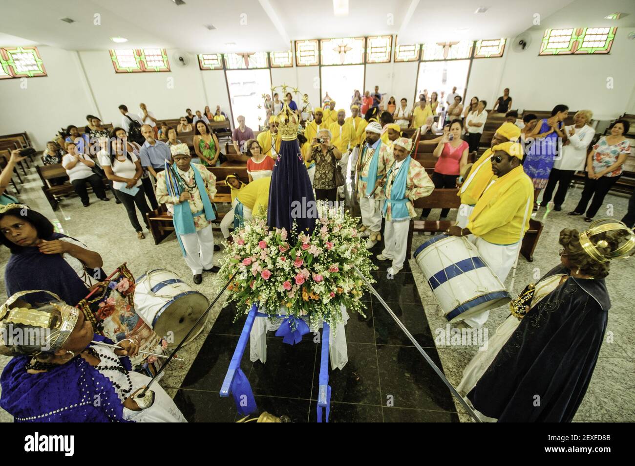 Participants during the Congado procession of Mozambique Guard San ...
