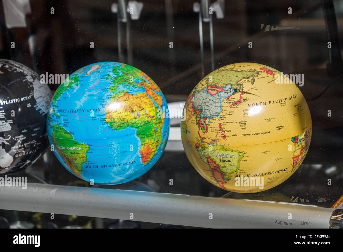 Set of globes of various types in view Stock Photo - Alamy