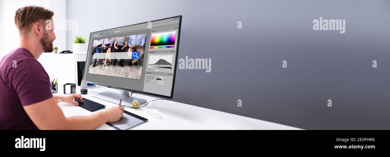 Graphic Designer Web Artist Working Retouching Photo Stock Photo - Alamy