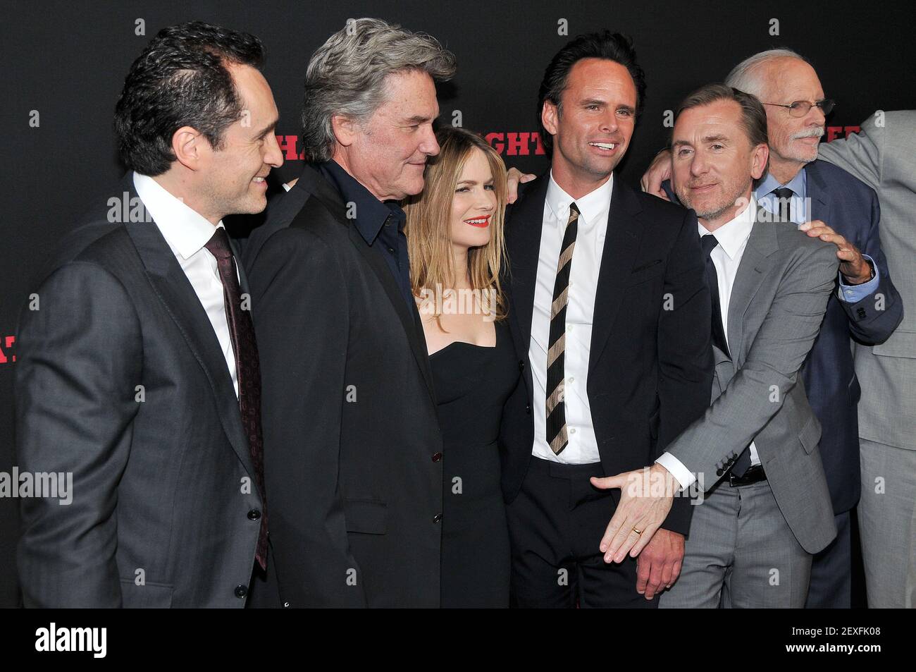 (L-R) Demian Bichir, Kurt Russell, Jennifer Jason Leigh, Walton Goggins ...
