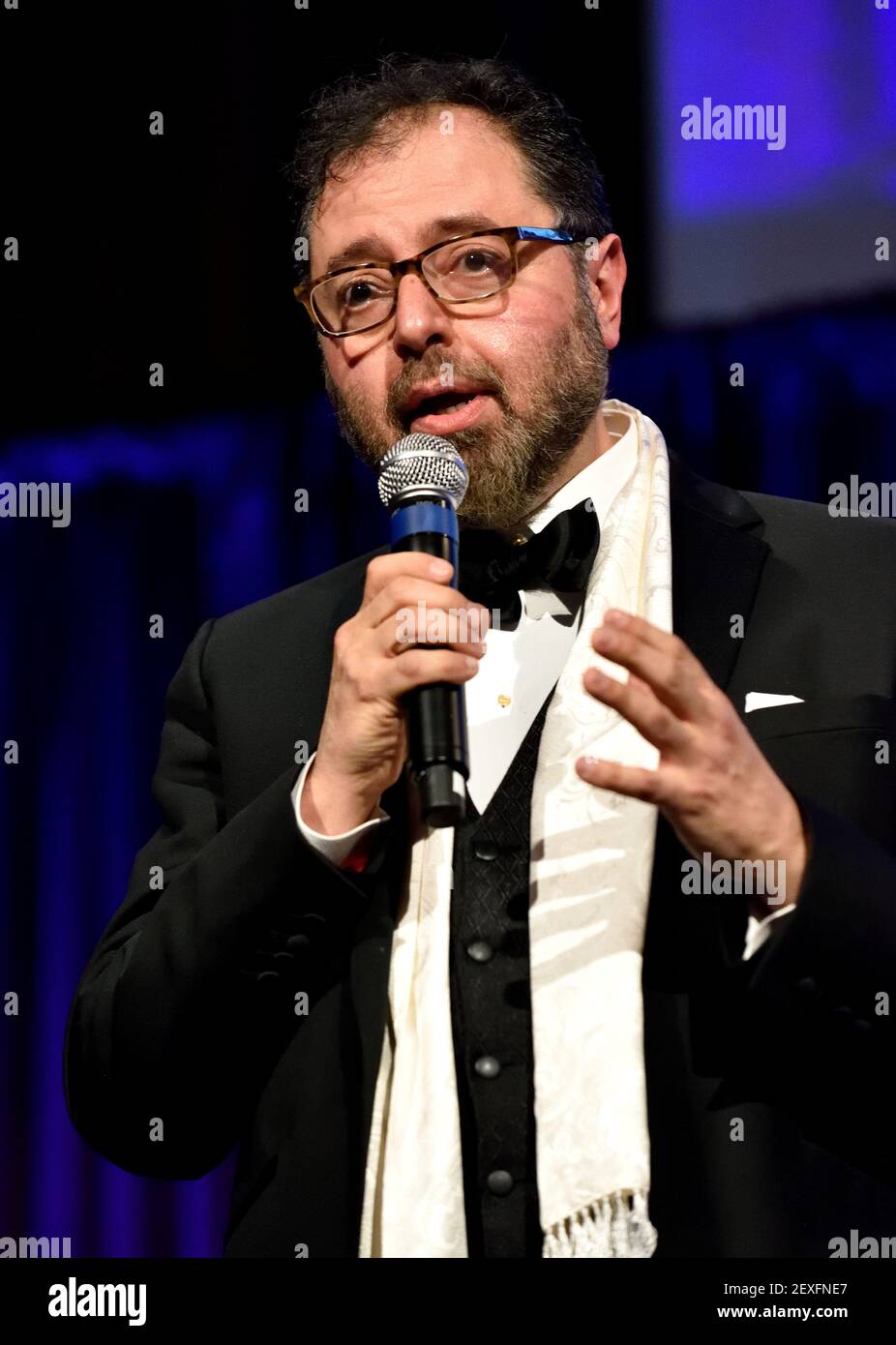 Dr. Edgar Choueiri of Princeton University speaks to the attendees at ...