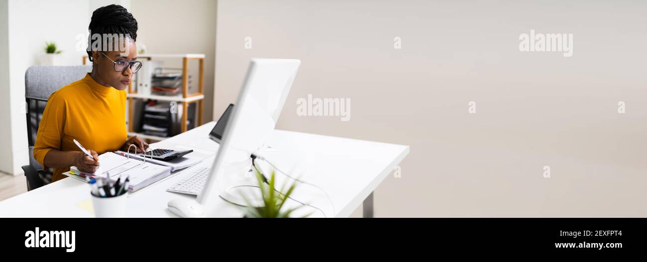 African American Executive Manager Accountant Using Computer Stock ...