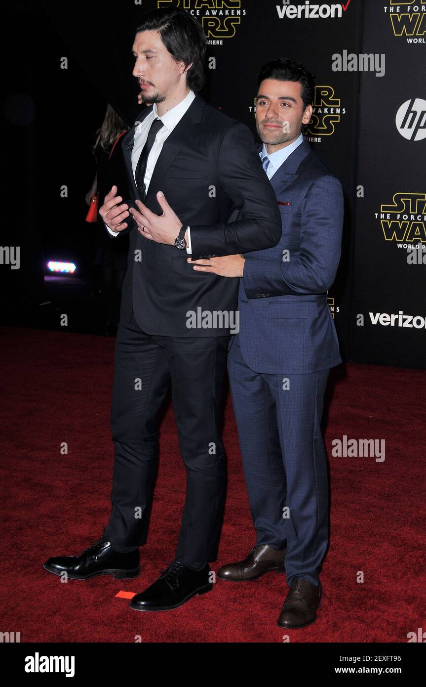 (L-R) Adam Driver and Oscar Isaac arrives at the "Star Wars: The Force ...