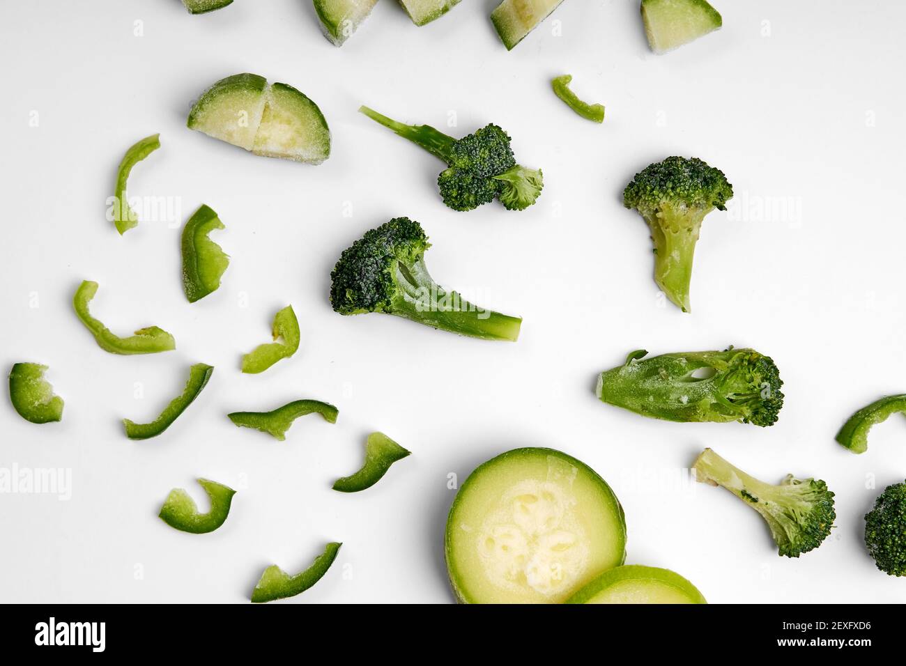 Handmade frozen semi-finished vegetable preparation. Chopped vegetables ...