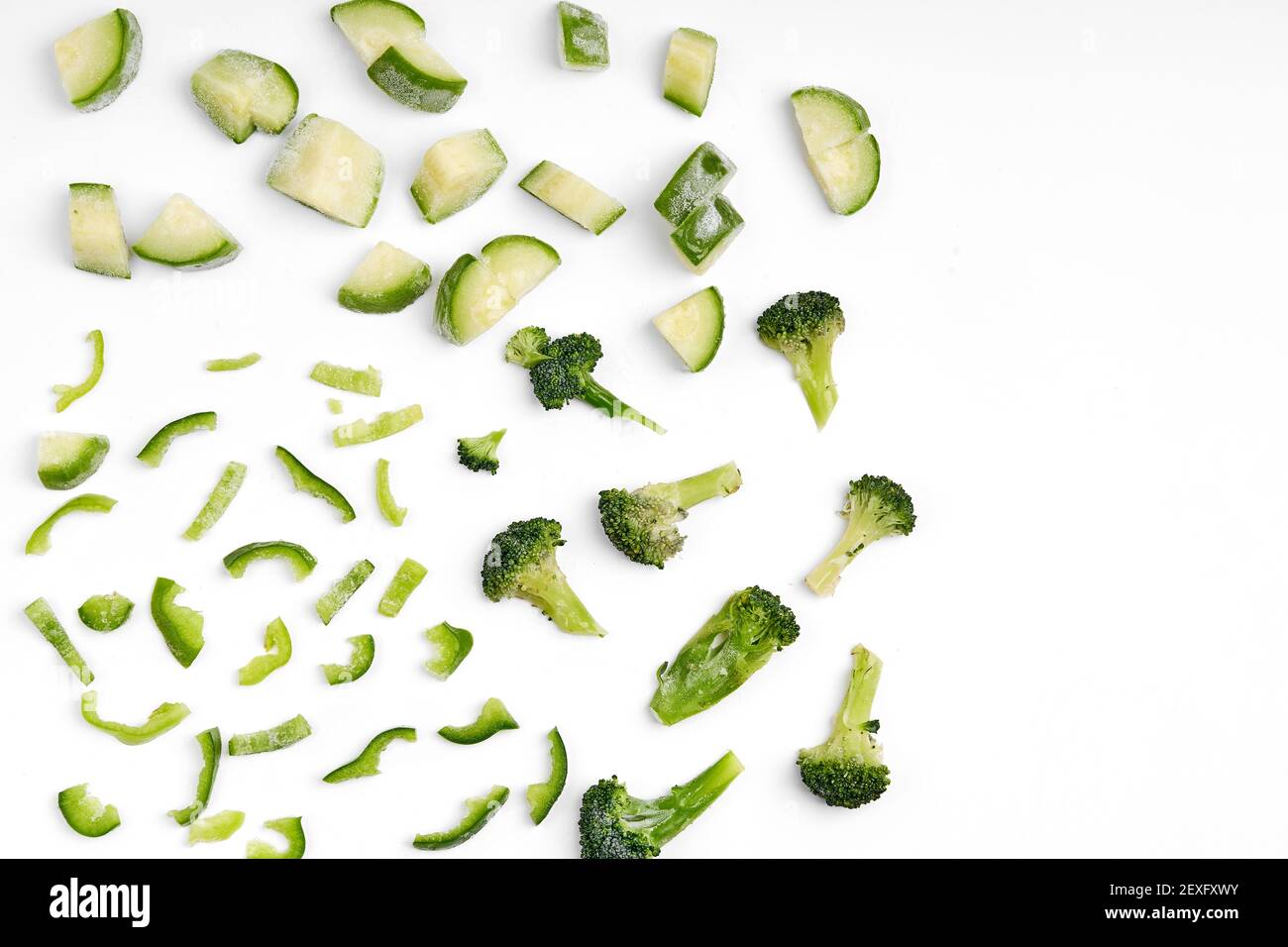 Handmade frozen semi-finished vegetable preparation. Chopped vegetables ...