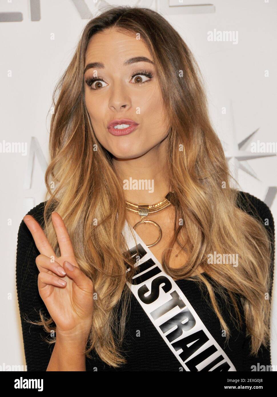 MIss Australia Monika Radulovic at the Miss Universe 2015 Press Junket ...
