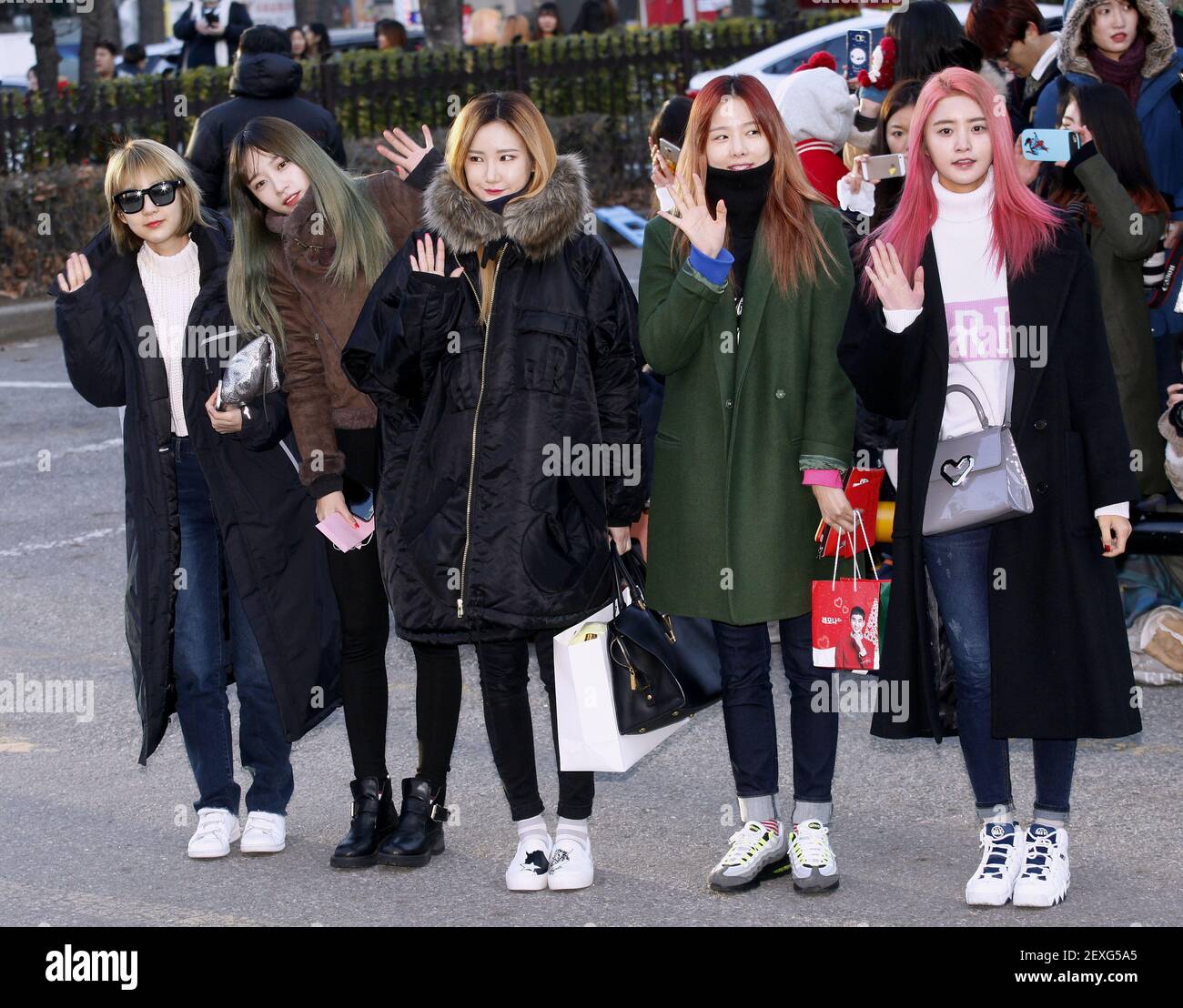 25 December 2015 - Seoul, South Korea : South Korean girl group EXID, arrived KBS studio during ...