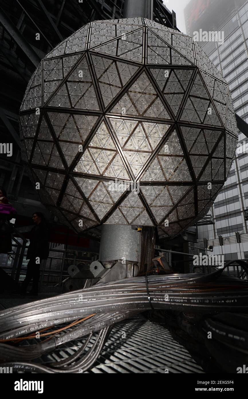 View of the 12 foot diameter, 11875 lbs. geodesic sphere, covered in ...
