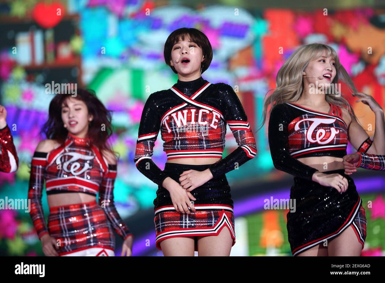 K-Pop band Twice SBS TV station hold singing competition with in Seoul, South Korea on 28th ...