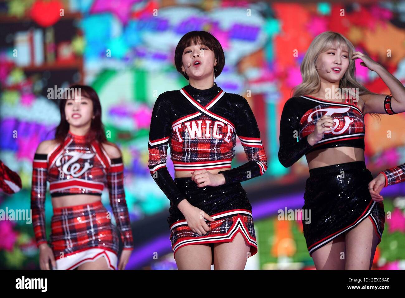 K-Pop band Twice SBS TV station hold singing competition with in Seoul, South Korea on 28th ...