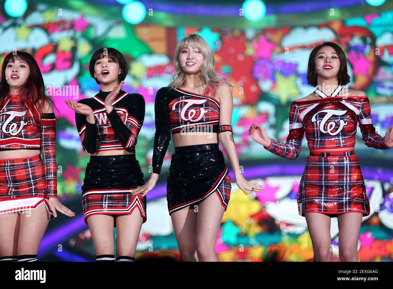 K-Pop band Twice SBS TV station hold singing competition with in Seoul, South Korea on 28th ...