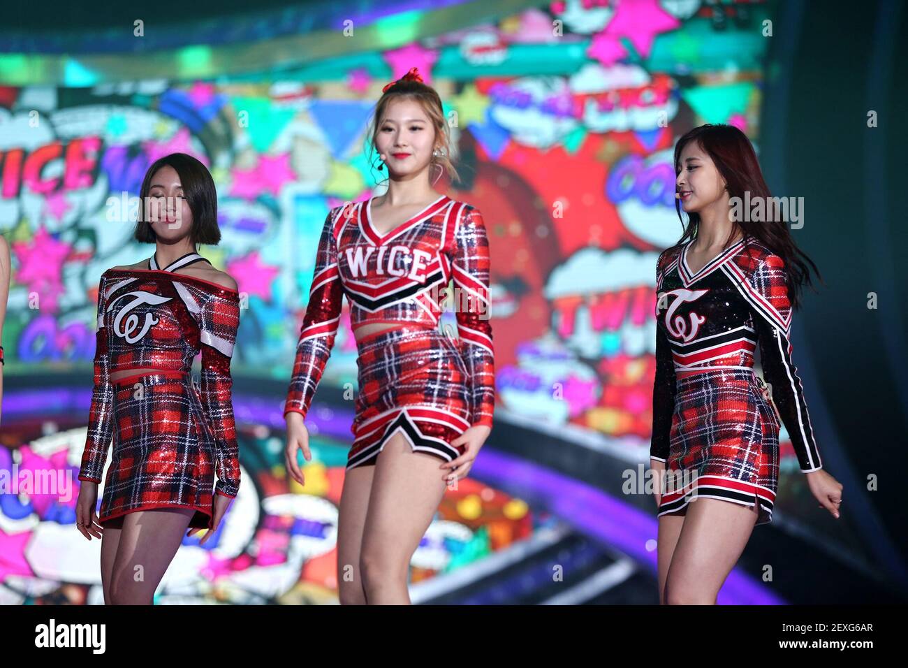 K-Pop band Twice SBS TV station hold singing competition with in Seoul, South Korea on 28th ...