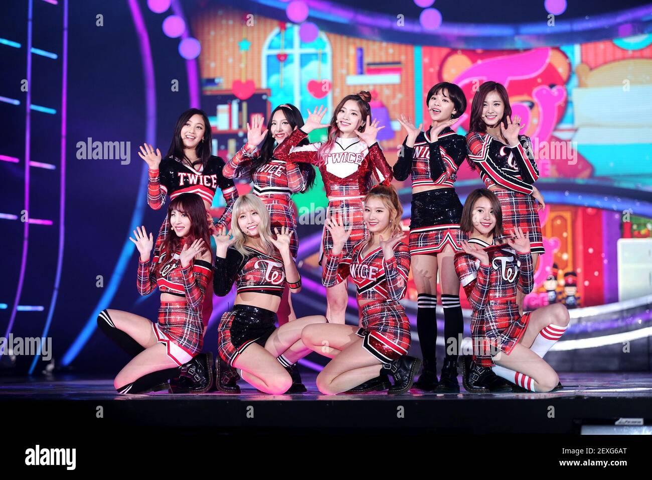 K-Pop band Twice SBS TV station hold singing competition with in Seoul, South Korea on 28th ...