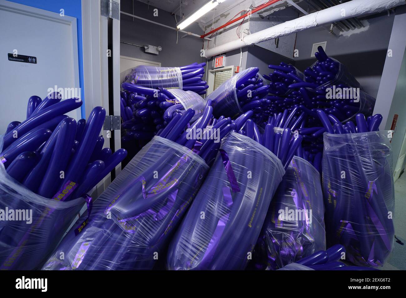 Some of the twenty-five thousand balloons prepared by mbers of the ...