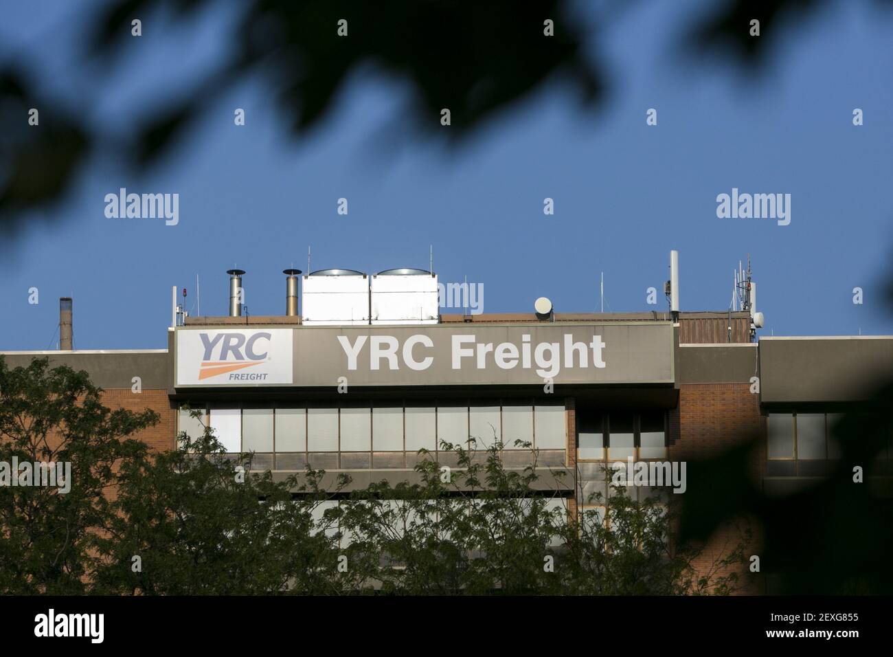 A logo sign outside of the headquarters of YRC Worldwide, Inc., in ...