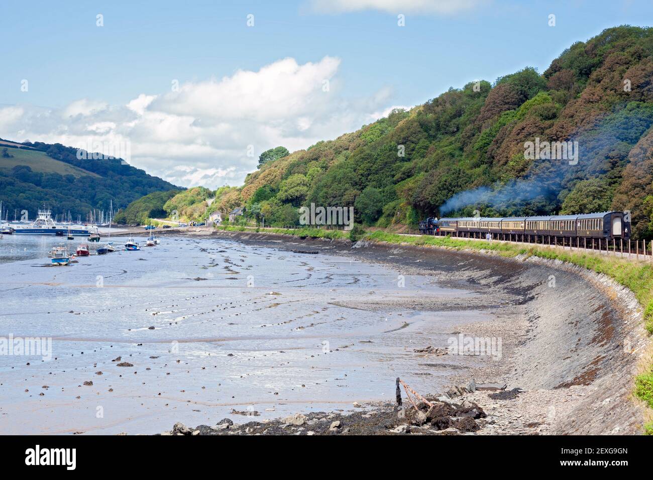 England, Devon, GWR Steam Locomotive No. 7827 'Lydham Manor' with a ...