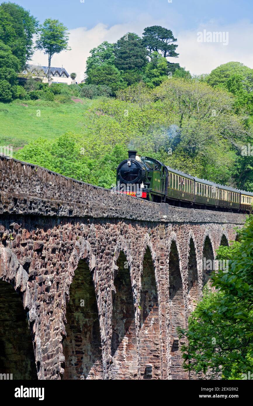 England, Devon, GWR Steam Locomotive No. 4277 'Hercules' crossing ...