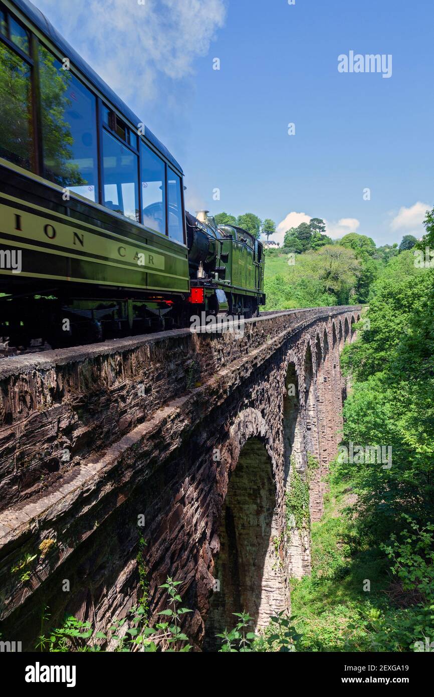 England, Devon, GWR Steam Locomotive No. 4277 'Hercules' crossing ...