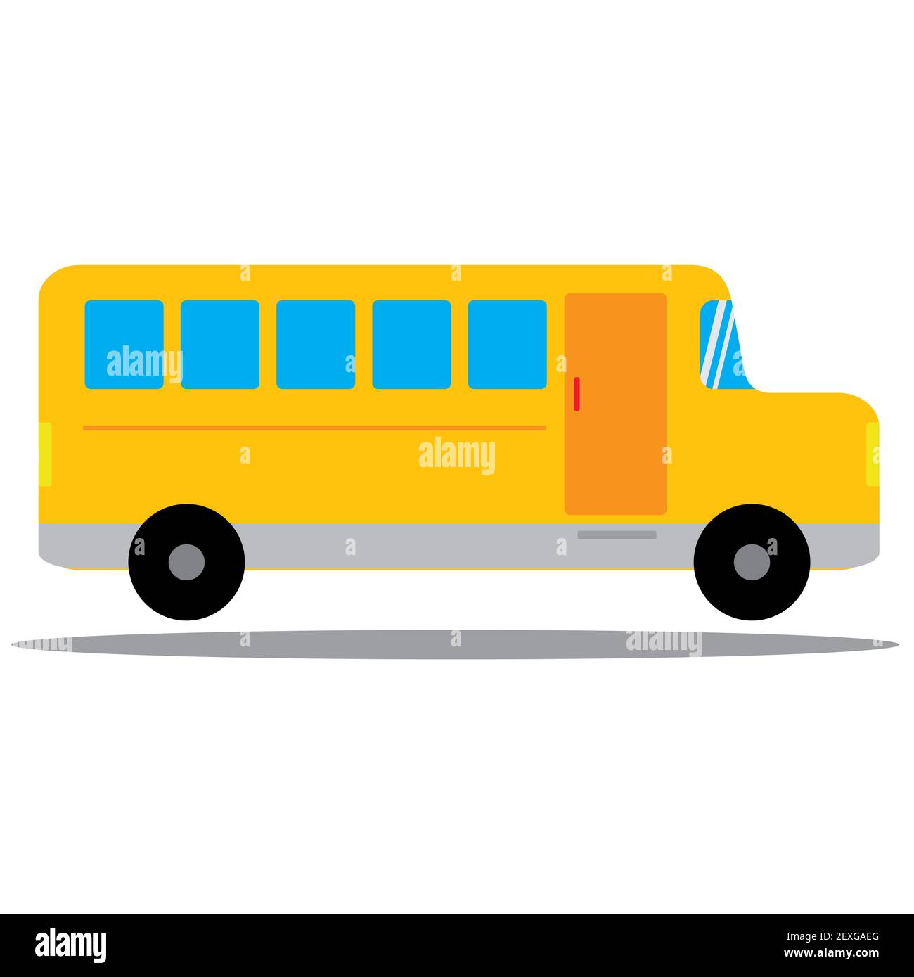 School Bus Side View Flat Front