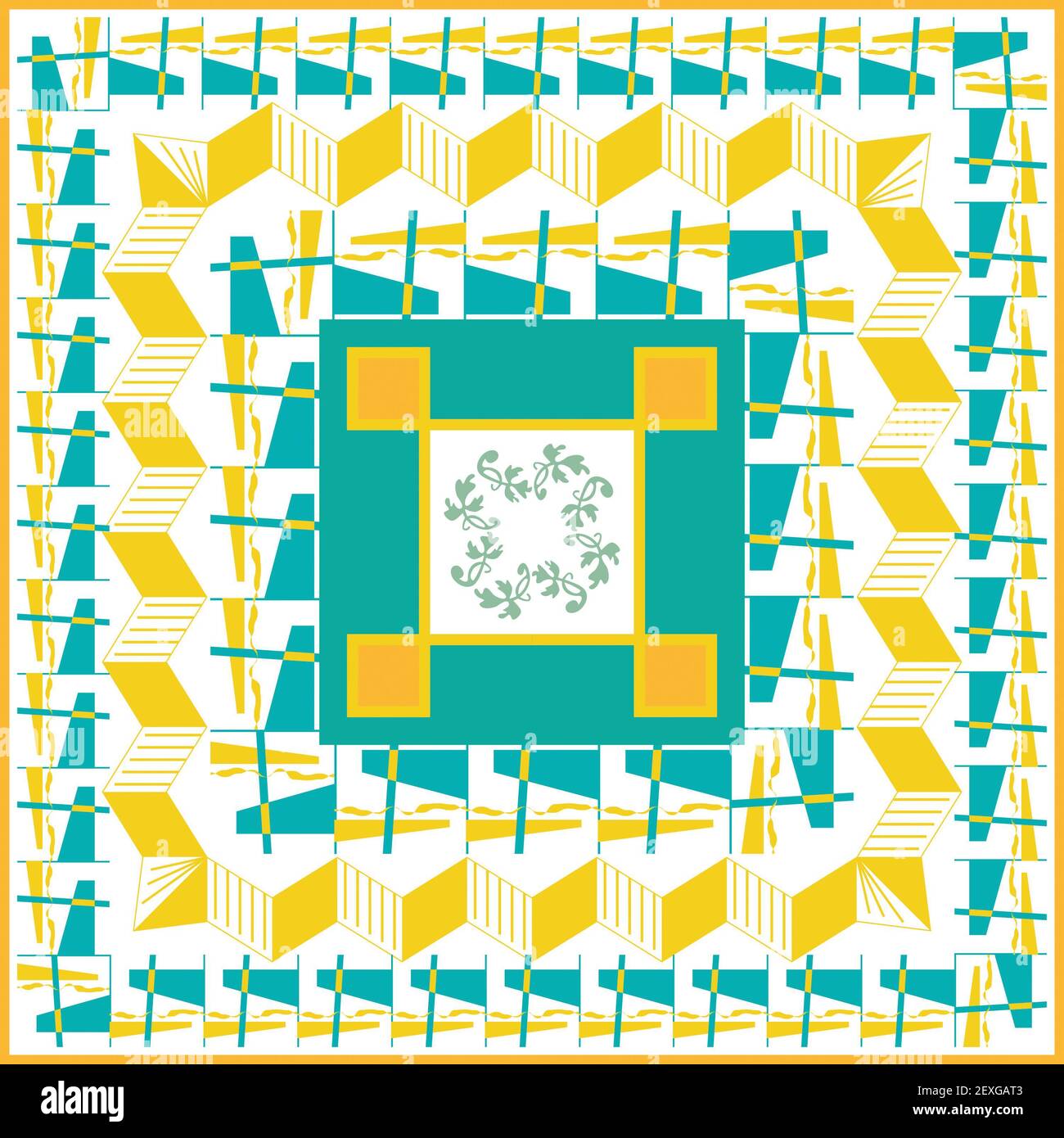 An abstract graphic background with tribal ethnic ornaments in yellow ...