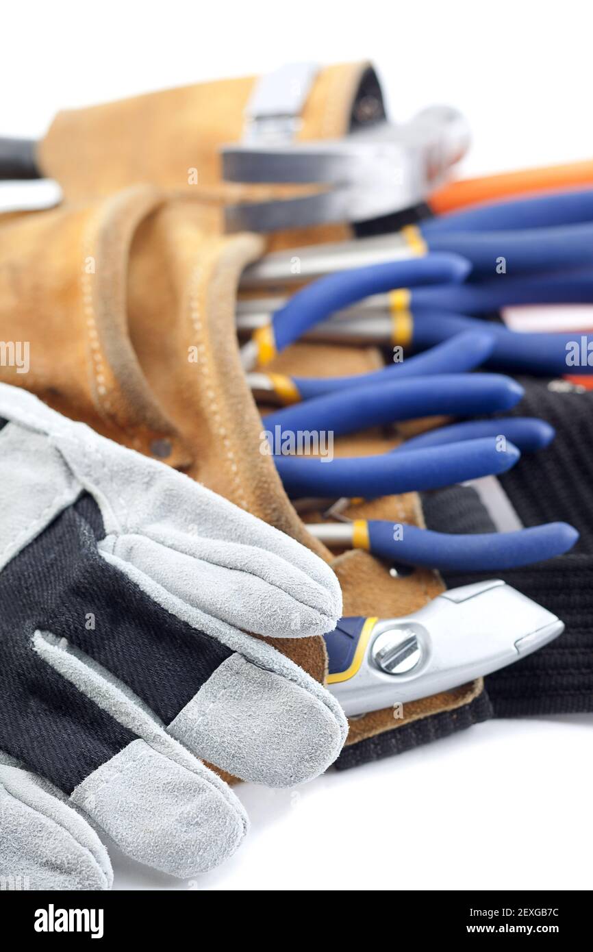 Construction tools close up Stock Photo - Alamy