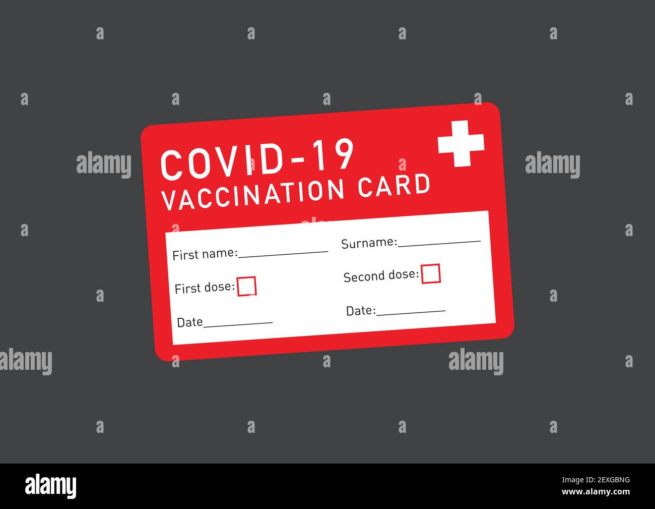 Covid-19 red vaccination card vector illustration Stock Vector Image ...
