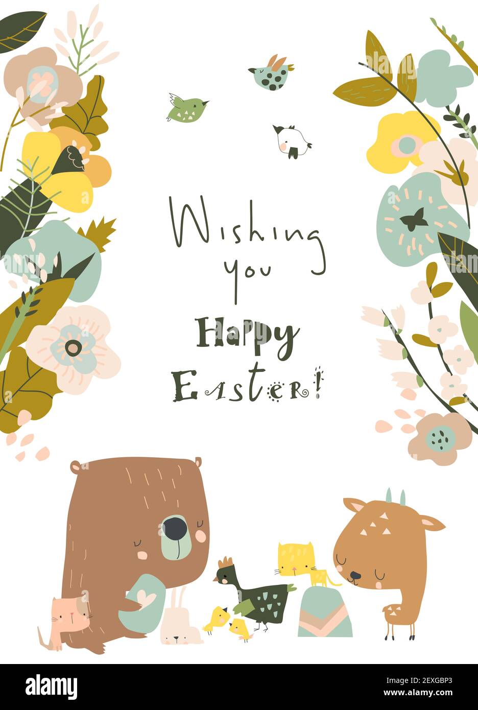 Cute cartoon deer flower Stock Vector Images - Alamy