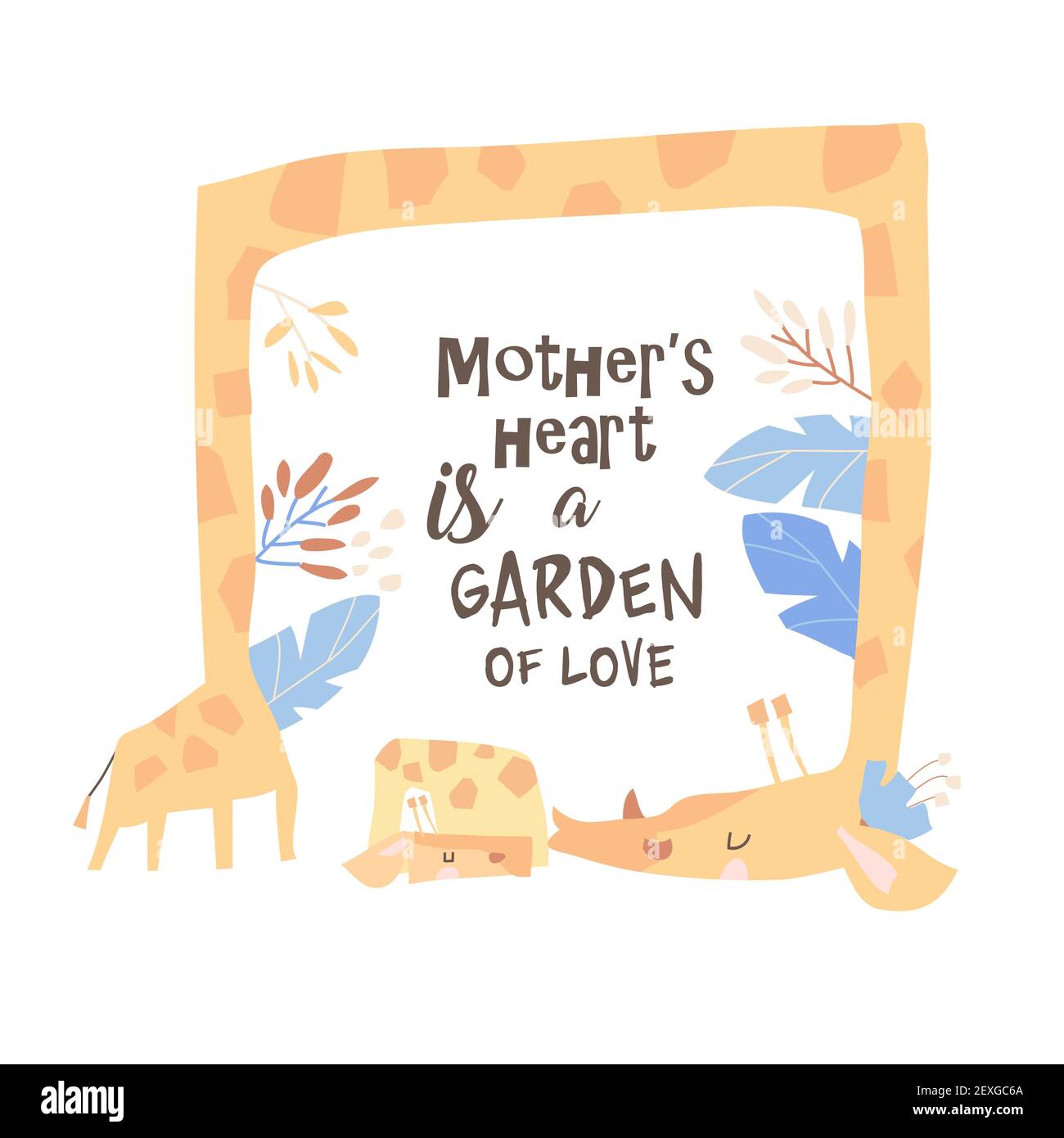 Cute cartoon mother giraffe kissing her cub Stock Vector Image & Art ...