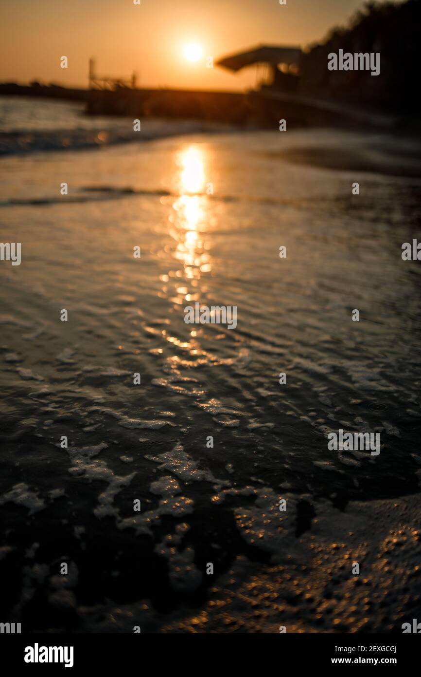 Beautiful sunset on the background of the sea. Sunset seascape ...