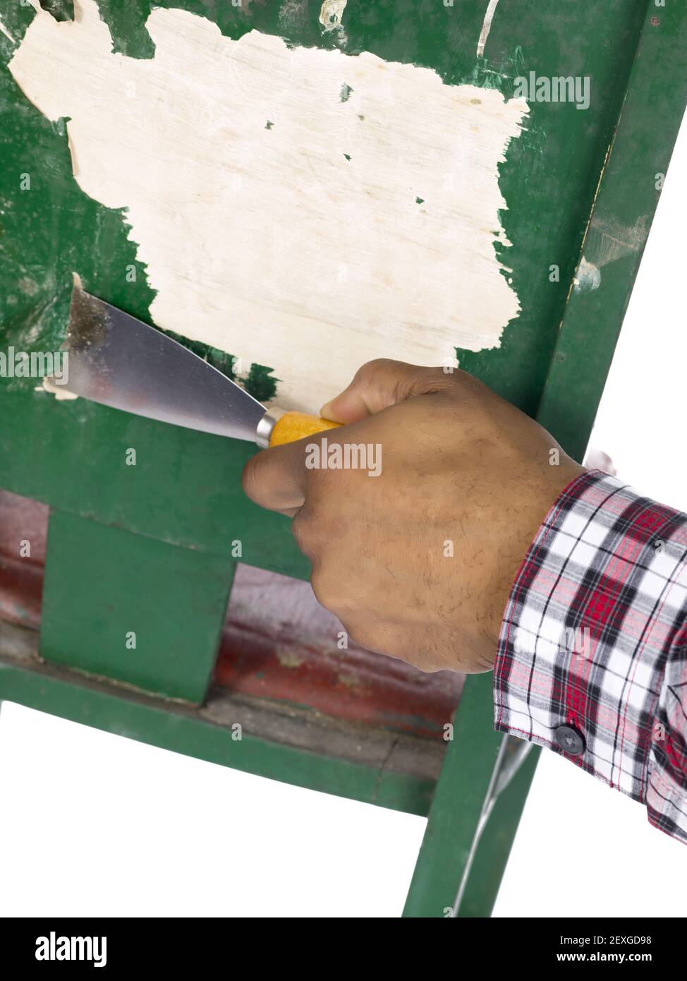 Image of a hand peeling paint with chisel Stock Photo - Alamy