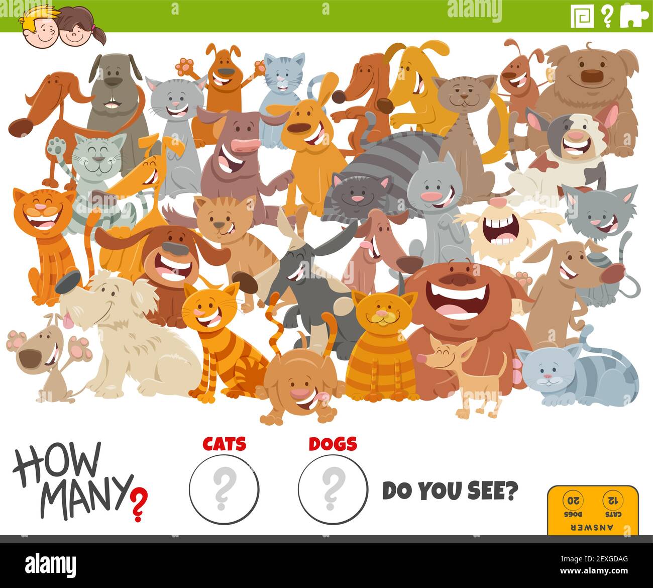 Illustration of educational counting game for children with cartoon ...