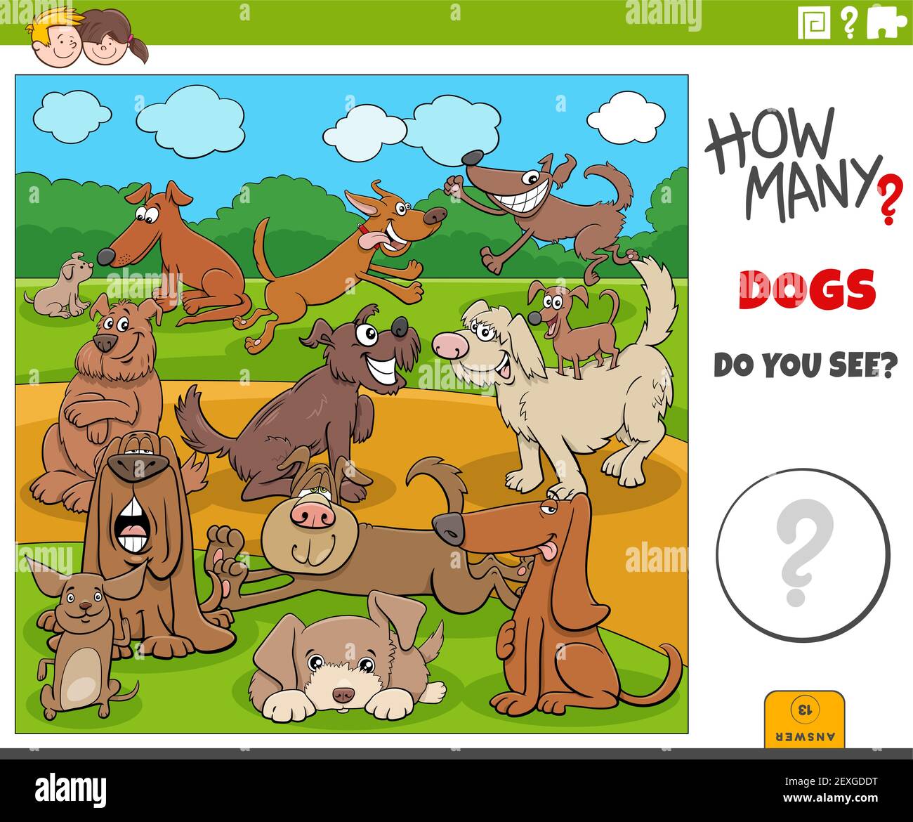 Illustration of educational counting task for children with cartoon ...