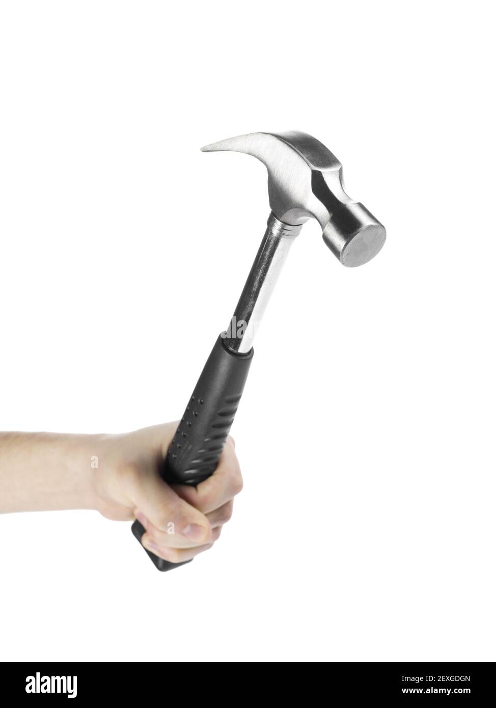 Hand repairman holding hammer Cut Out Stock Images & Pictures - Alamy