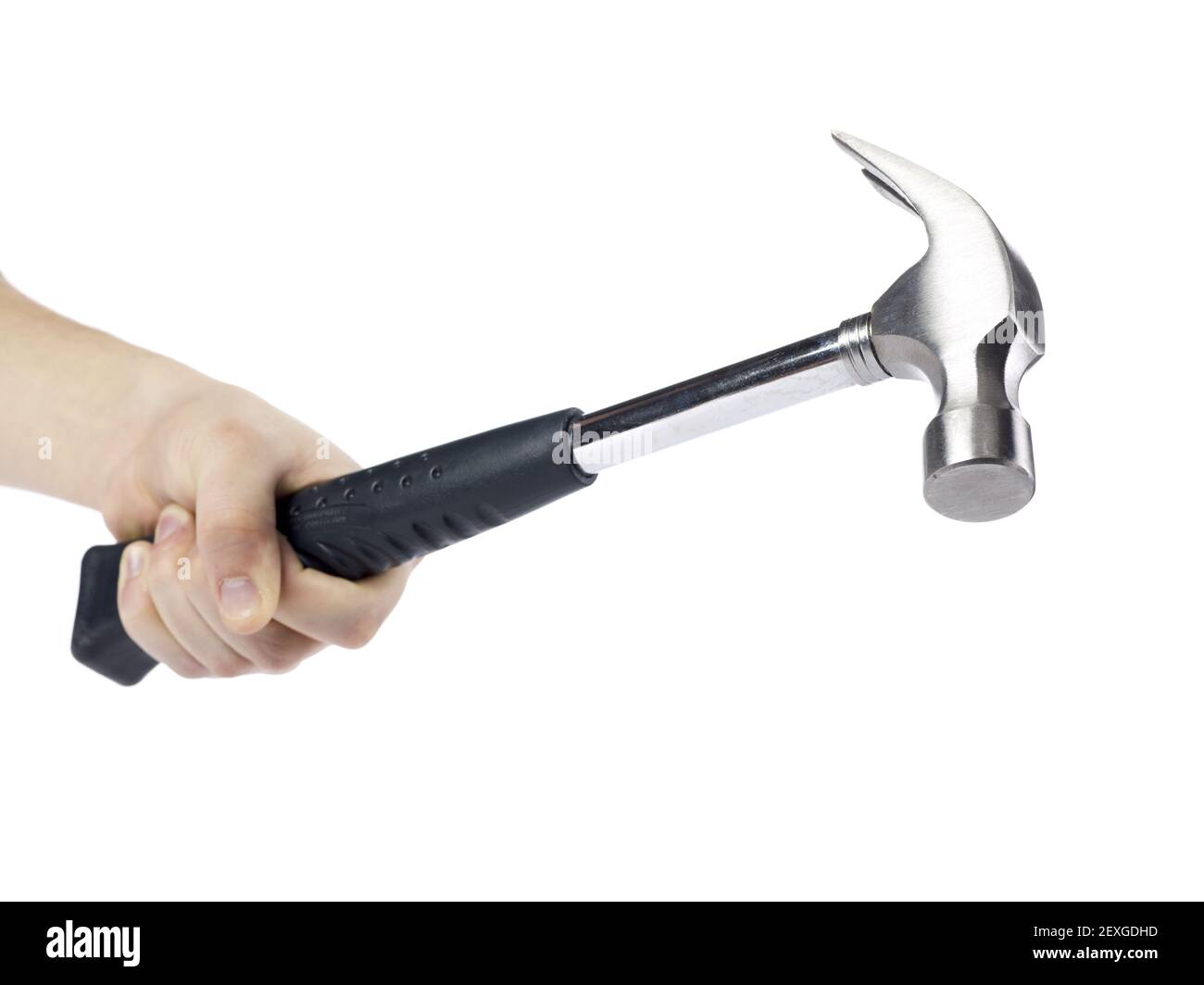 Human hand holding a steel hammer Stock Photo - Alamy