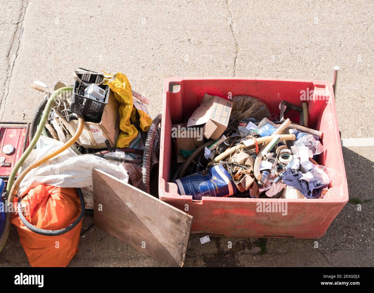 Pile of junk stored outside Stock Photo - Alamy