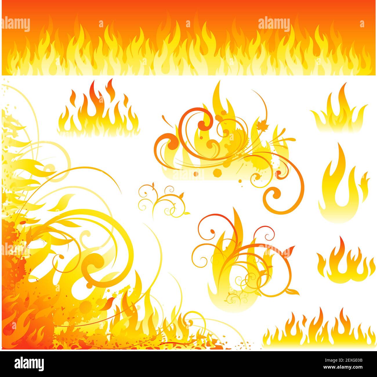 Fire flames vector set hi-res stock photography and images - Alamy