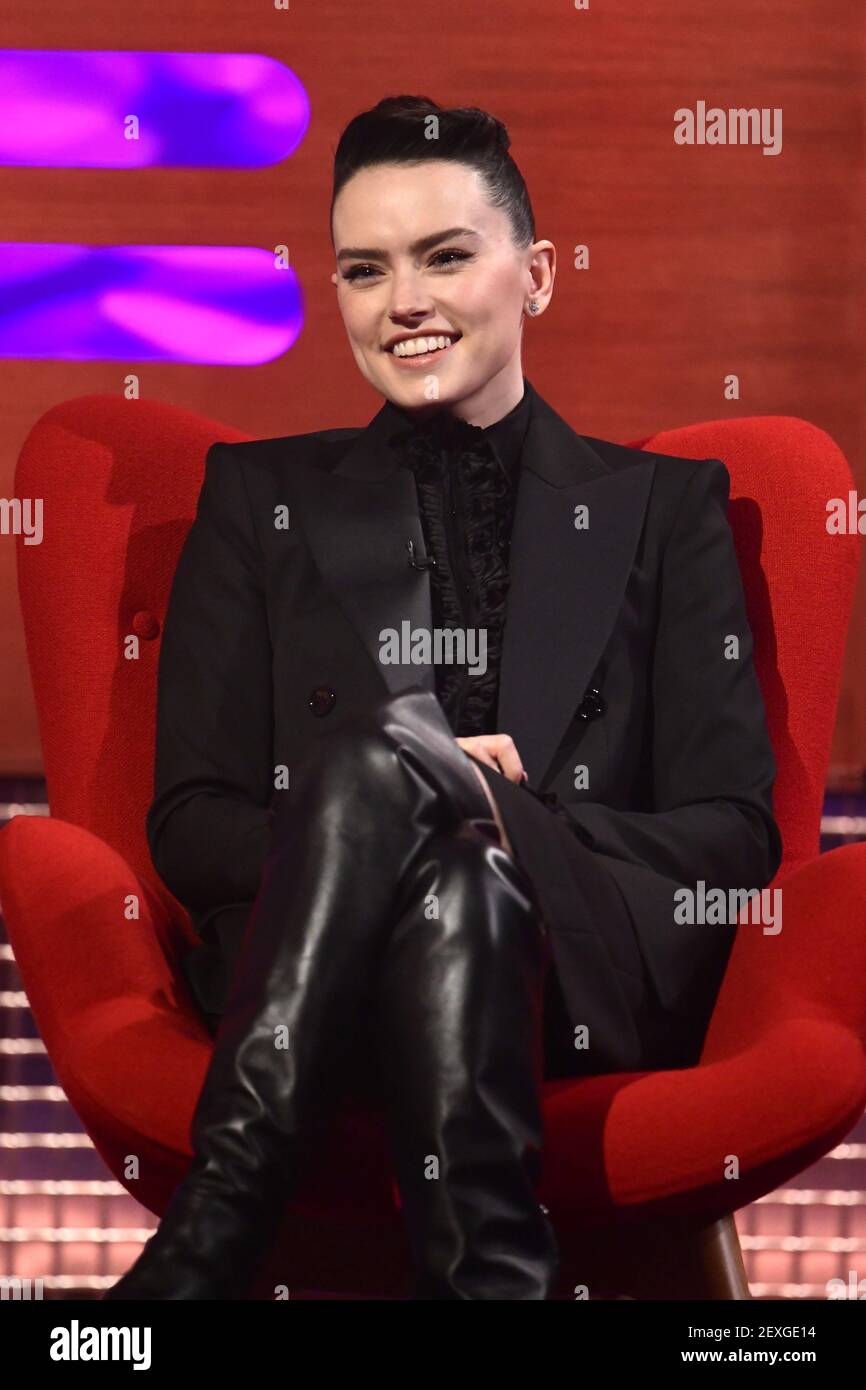 EDITORIAL USE ONLY Daisy Ridley during filming for the Graham Norton ...