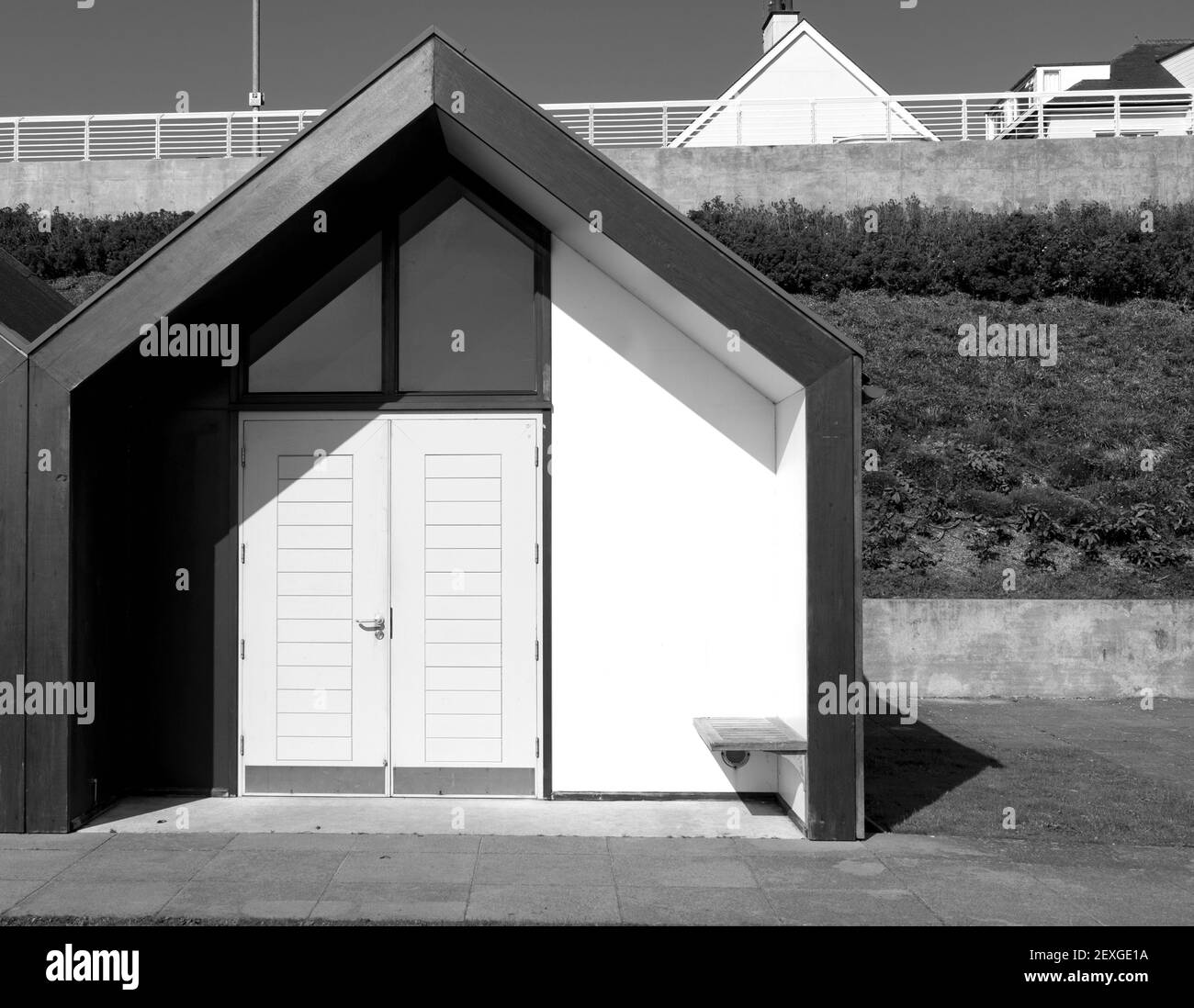 Modern beach hut in Bridlington, UK Stock Photo - Alamy