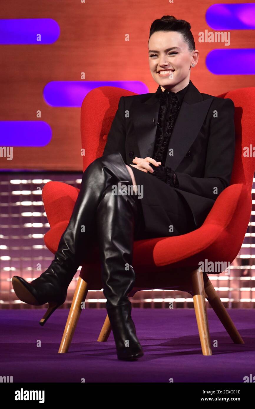 EDITORIAL USE ONLY Daisy Ridley during filming for the Graham Norton ...
