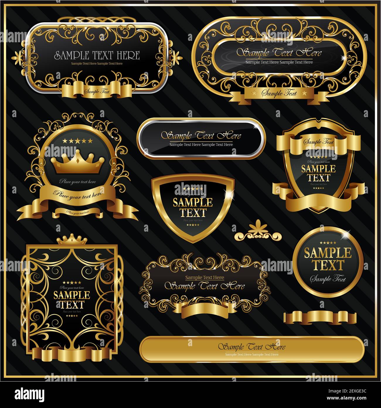 Decorative ornate gold frame label Stock Photo - Alamy