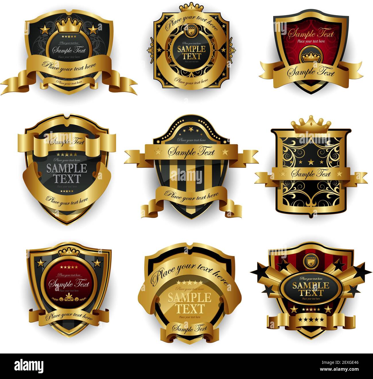 Decorative ornate gold frame label Stock Photo - Alamy