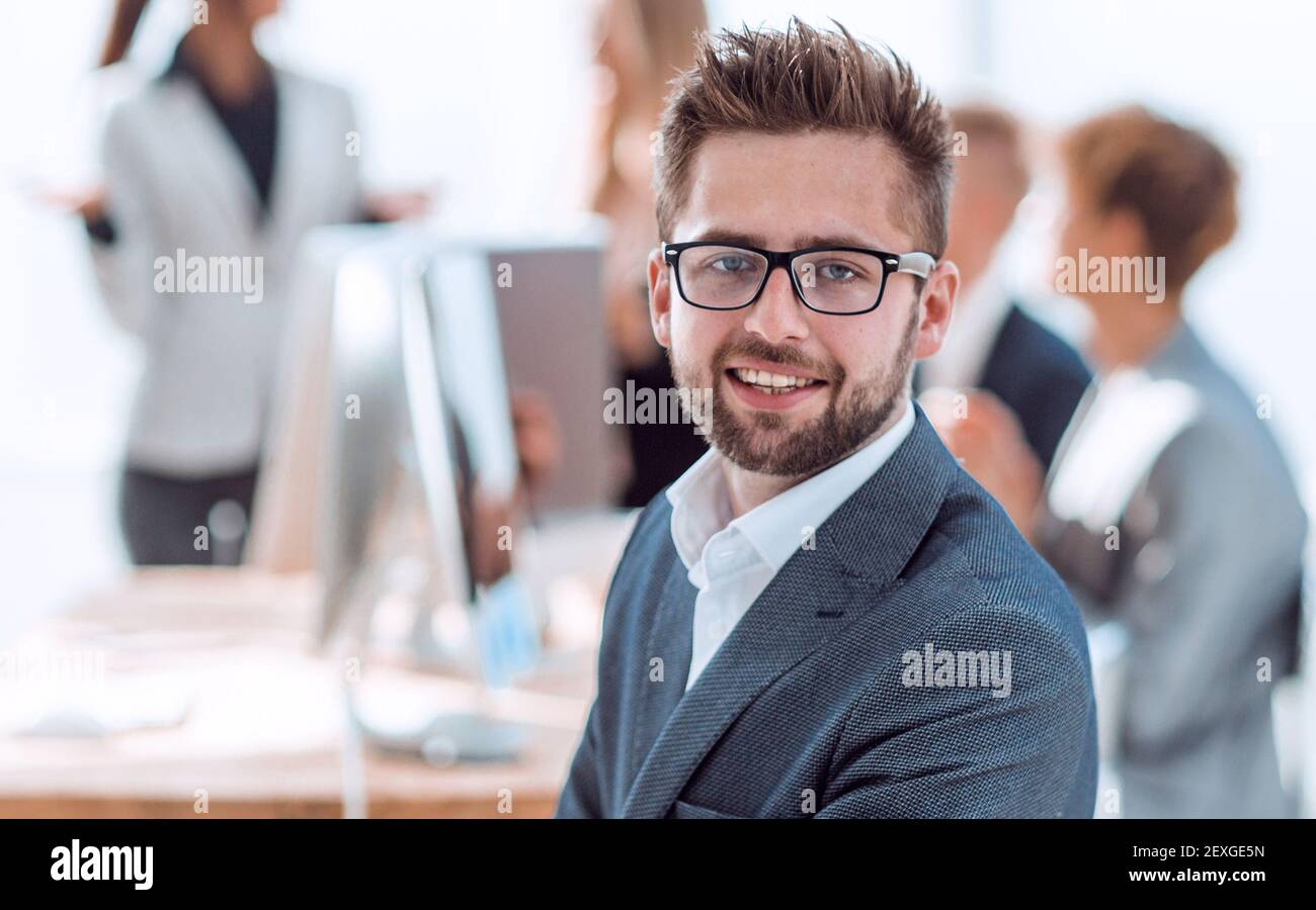 successful business man near the office Desk Stock Photo - Alamy