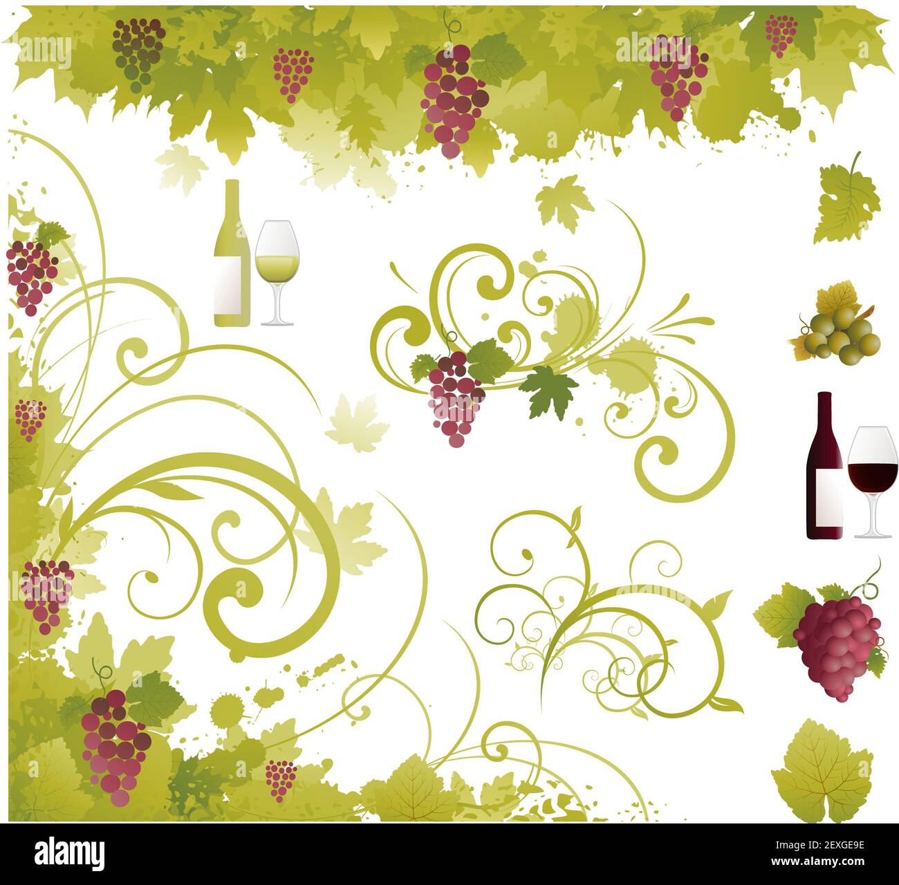 Wine decorative elements Stock Photo - Alamy